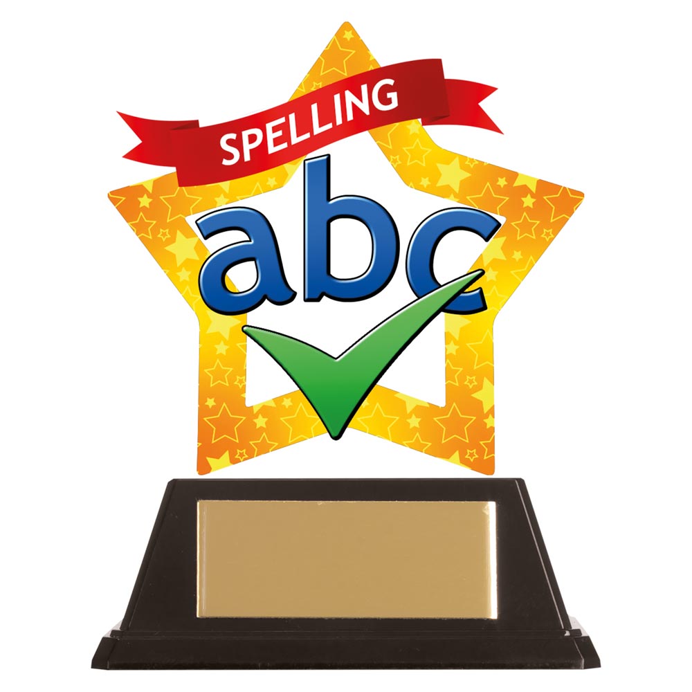 Spelling Trophy Mini-Star Acrylic Plaque – North East Trophies