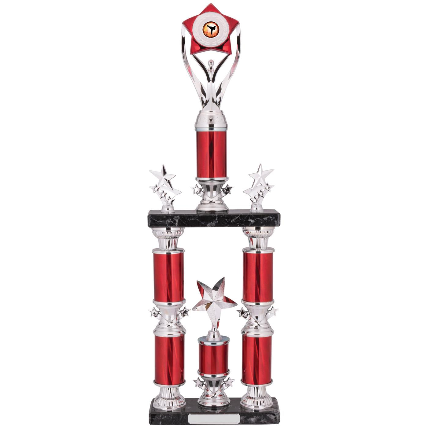 Tower Column Trophy Award in Silver and Red | North East Trophies