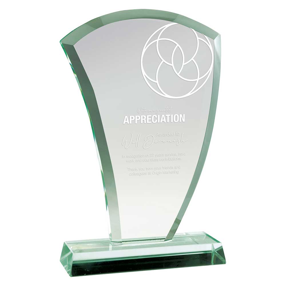 The Wave Jade Glass Crystal Award Corporate Trophy | North East Trophies