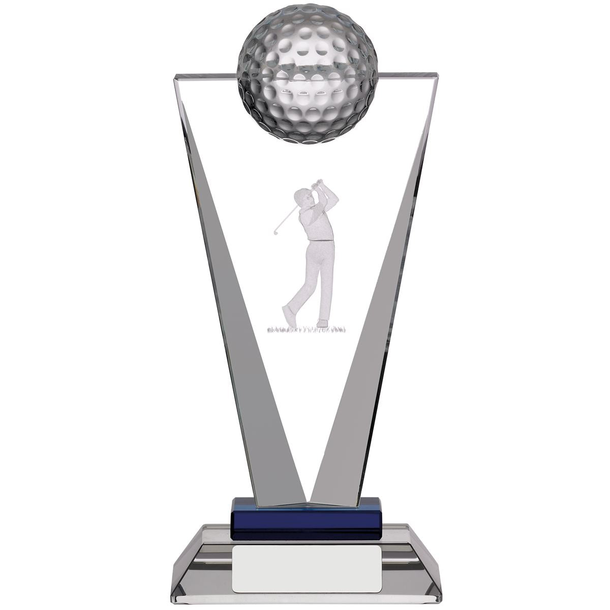 Glass Golf Award with 3D Golfing Figure – North East Trophies
