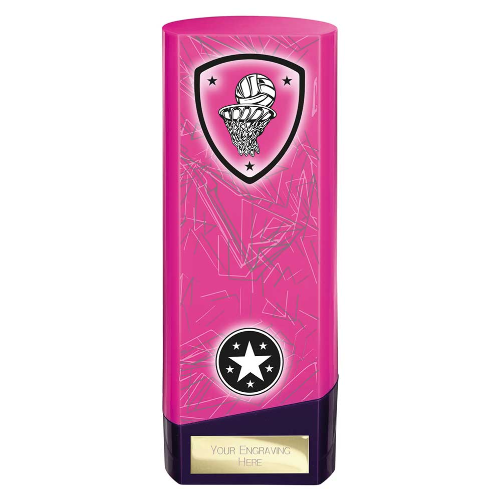 Prime Netball Heavyweight Trophy Pink and Purple | North East Trophies