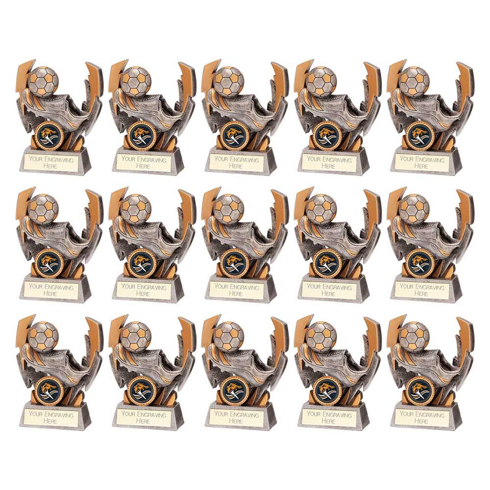 Flashbolt Football Trophy Team Awards Pack in Silver - Pack of 15 ...