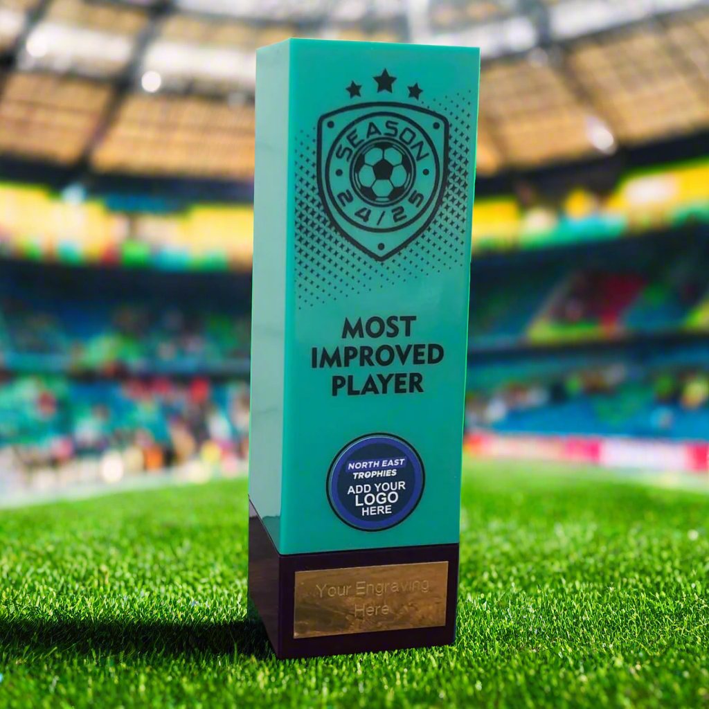 Prodigy Season 24/25 Most Improved Football Trophy Award - Green & Pur ...