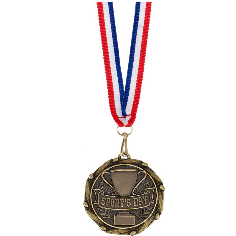 School Sports Day Medal - Antique Gold - 4.5cm – North East Trophies