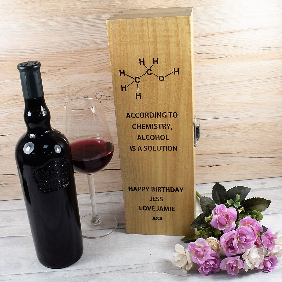 Personalised Engraved Wooden Wine Gift Box - NE Trophies – North East ...