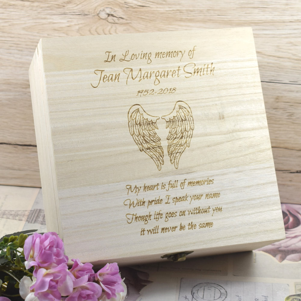 Personalised Wooden Remembrance Keepsake Box - Wings ...
